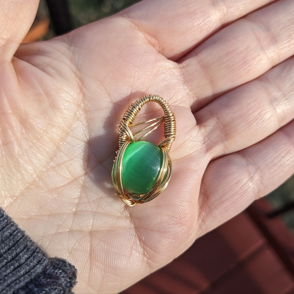 Artisan | Jewelry | Cats Eye Wire Wrapped Pendant Handmade Artisan ...